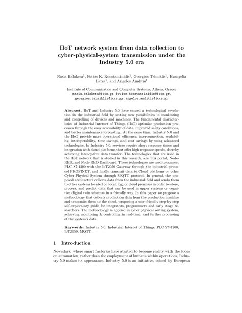 Pdf Iiot Network System From Data Collection To Cyber Physical System