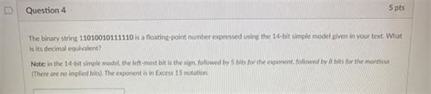 Solved Question 4 5 Pts The Binary String 11010010111110 Is