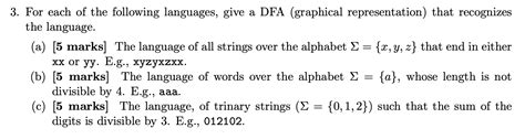 Solved 3 For Each Of The Following Languages Give A Dfa