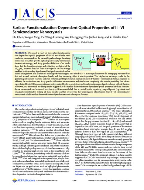 Pdf Surface Functionalization Dependent Optical Properties Of Iivi