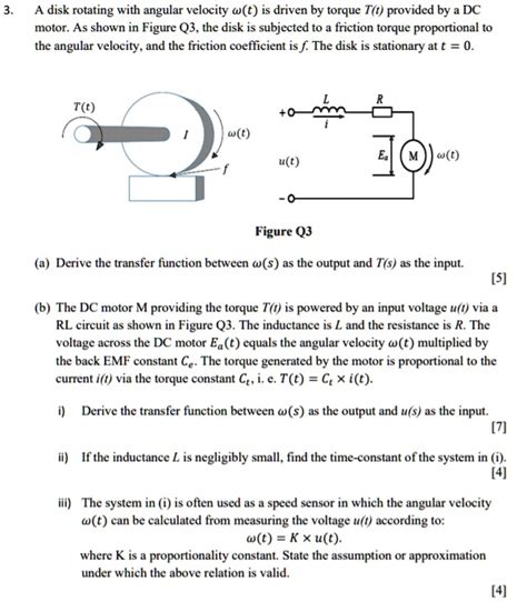 SOLVED A disk rotating with angular velocity Ï is driven by torque T t provided by a DC