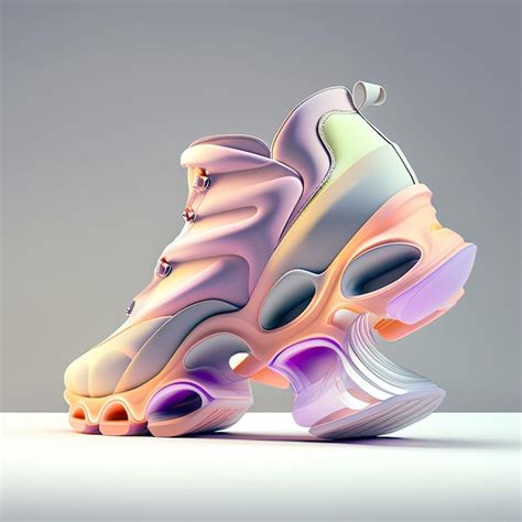 Premium Photo Futuristic Shoes Inspired By Pastels Colors Generated By Ai