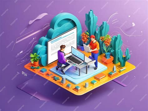 Premium AI Image | Programming software concept in 3d isometric design for landing page template