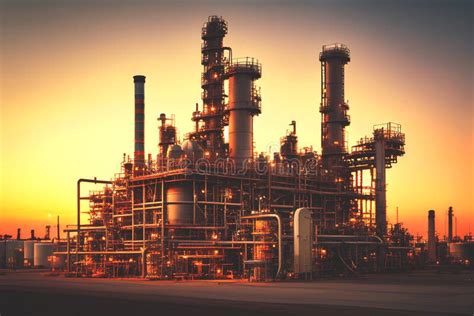 Oil Refinery Plant Gas Processing Plant Pipes Of Natural Gas Factory Stock Illustration