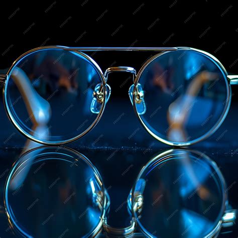 Premium Photo A Pair Of Glasses With The Reflection Of The Lens On