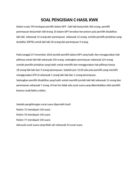 Soal Pengisian C Hasil Kwk Pdf