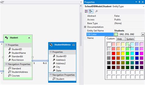 Apply Colors To Entities On The Visual Designer In Entity Framework