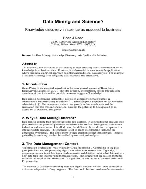 Data Mining And Science