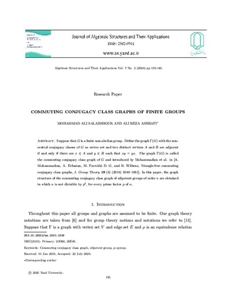pdf commuting conjugacy class graphs of finite groups mohammad ali