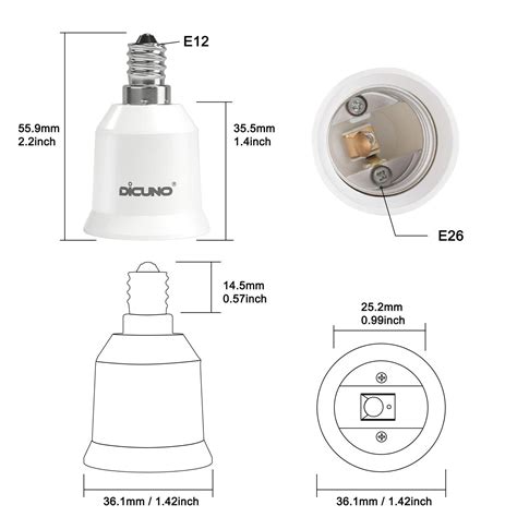 Trhoo E12 To E26 Socket Adapter Candelabra E12 To Medium Standard E26 Socket Converter Led
