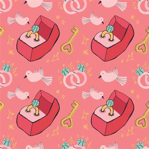 Premium Vector Cute Handraw Valentines Day Elements Seamless Pattern