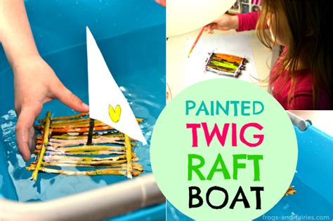 Painted Twig Raft Boat Frogs And Fairies