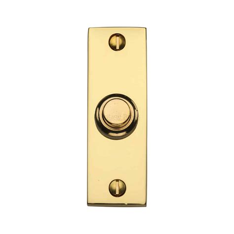 Heritage Brass Rectangular Bell Push 3 X 1 Polished Brass Finish Handles At Heart