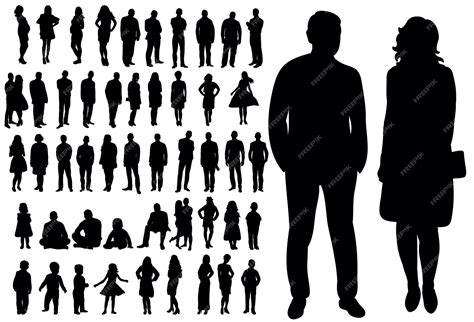 Conjunto De Siluetas De Hombres Y Mujeres Personas Vector Aislado