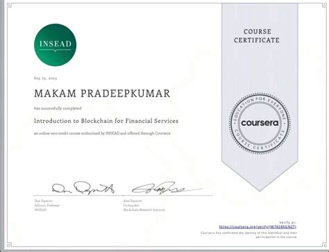 I Earned A Course On Block Chain For Financial Services Pradeep Kumar