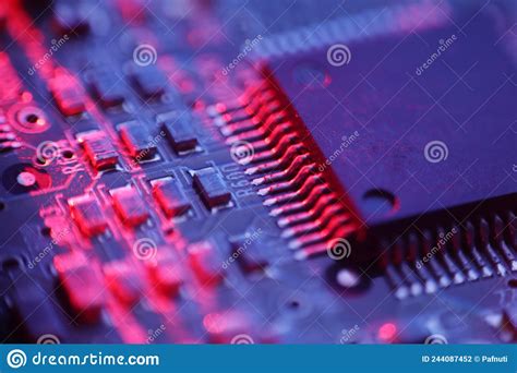 Computer Microchips And Processors On Electronic Circuit Board Computer Hardware Technology