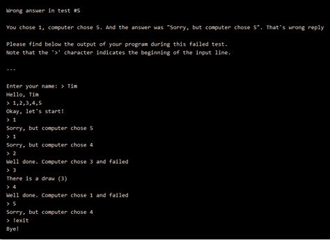python project rock paper scissors problem with test 5 r hyperskill