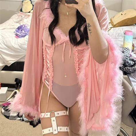 Xs Sugar Thrillz Pink Mesh Bell Bottom Sleeve Depop