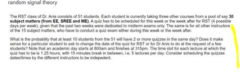 Solved Random Signal Theory The RST Class Of Dr Anis Chegg Com