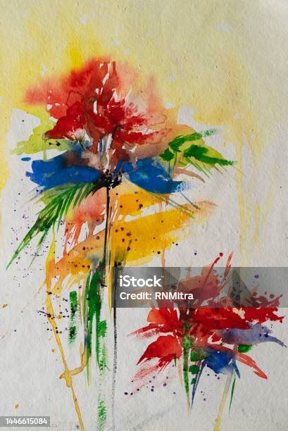 초대장 카드 엽서 포스터 표지 장식과 같은 다양한 사용을위한 추상 꽃 수채화 그림 수채화 손으로 그린 그림 꽃 그림 세로 0명에 대한 스톡 벡터 아트 및 기타 이미지