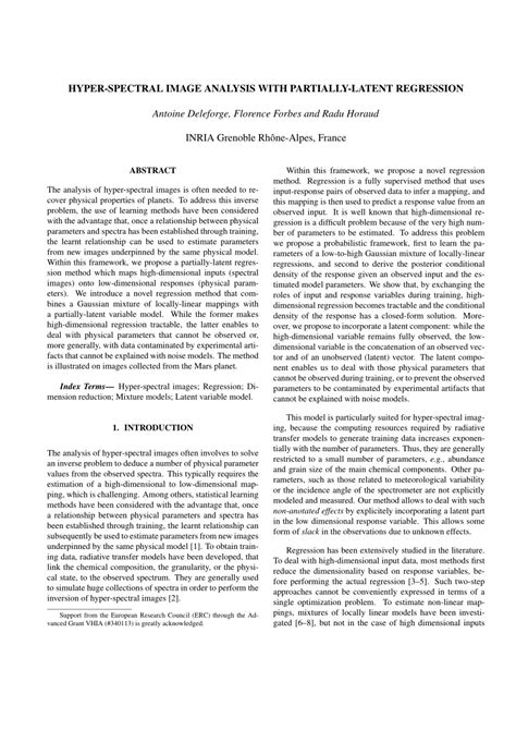 Pdf Hyper Spectral Image Analysis With Partially Latent Regression