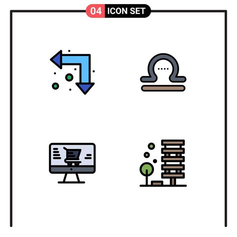 Set Of 4 Modern Ui Icons Symbols Signs For Arrow Online Down Zodiac