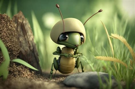 Premium Ai Image A Bug With A Hat On Is Standing In A Field