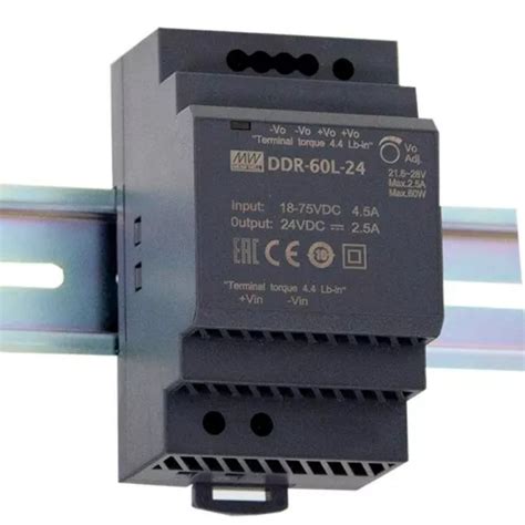 MEAN WELL DDR-60G-5 DC to DC Converter 54W 5V 10.8A Wide Input 9~36VDC DIN Rail Type | Power ...