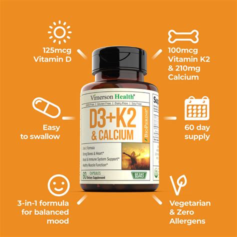 Best Vitamin D3 K2 And Calcium Supplement For Bones And Muscle Health Vimerson Health