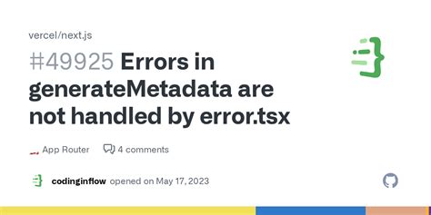 Errors In Generatemetadata Are Not Handled By Errortsx · Vercel Next