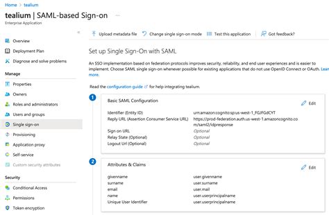 Sso Configuration With Azure Idp Single Sign On Sso Tealium Docs