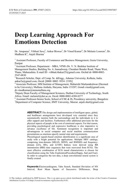 Pdf Deep Learning Approach For Emotions Detection