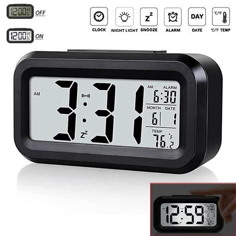 Led Digital Alarm Clock Electronic Bedside Clock Night Light Thermometer Temperature Display