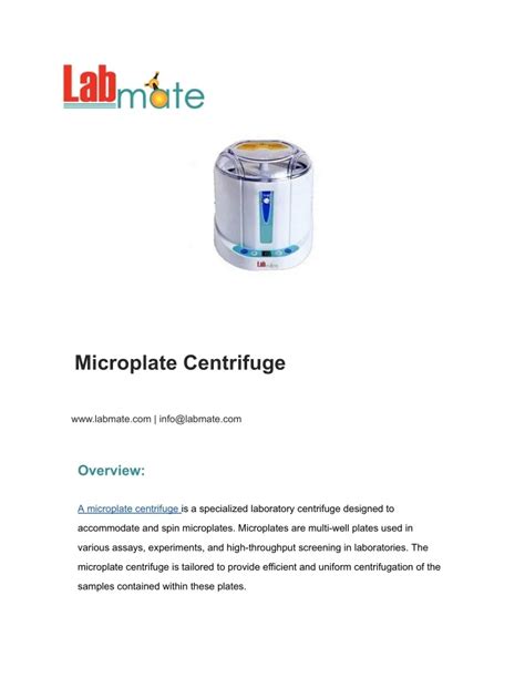 Ppt Microplate Centrifuge Powerpoint Presentation Free Download Id 12782654