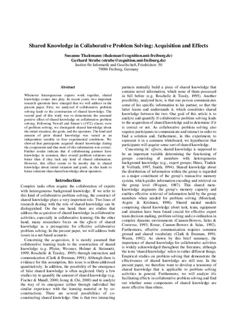 Pdf Shared Knowledge In Collaborative Problem Solving Acquisition