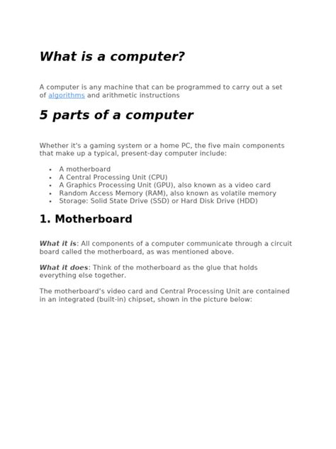 Components Of Computer Pdf Central Processing Unit Computer Data