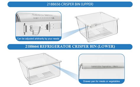 [2 Pack] Upgraded 2188656 Fridge Crisper Drawer Upper