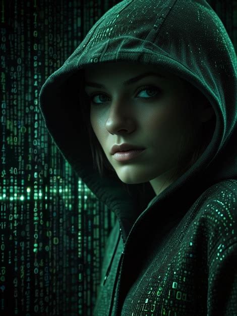 Cyber Security Hacker With Binary Background Premium Ai Generated Image
