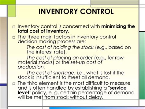 24867879 Inventory Management Control Lecture 3 Ppt Logistics Business