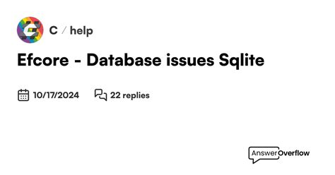 Efcore Database Issues Sqlite C