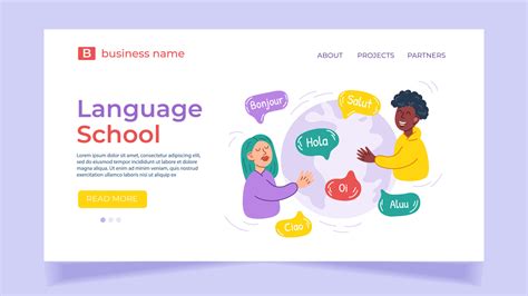 Online Language School Concept For Landing Page Or Website Template
