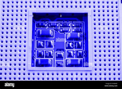 Cpu Socket On A Computer Motherboard Macro Close Stock Photo Alamy