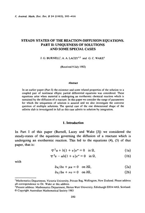 Pdf Steady States Of The Reaction Diffusion Equations Part Ii