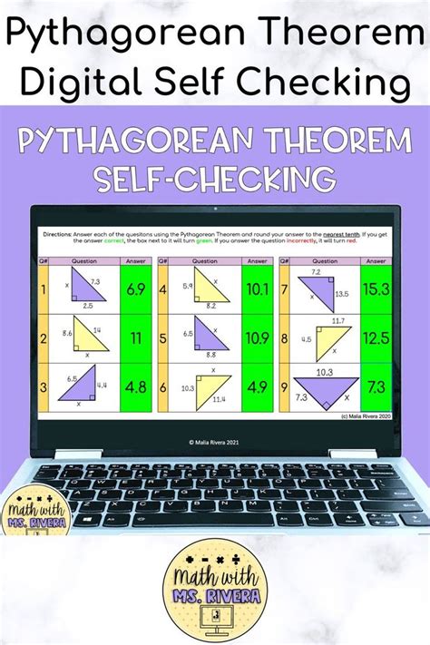Pythagorean Theorem Self Checking Digital Activity For Pre Algebra
