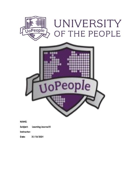 Learnig Journal 8 Name Subject Learning Journal 8 Instructor Date