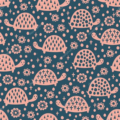 Turtle Seamless Pattern Stock Vector Image By Texturis