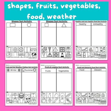 Sorting Counting Cut And Paste Activity For Preschool And