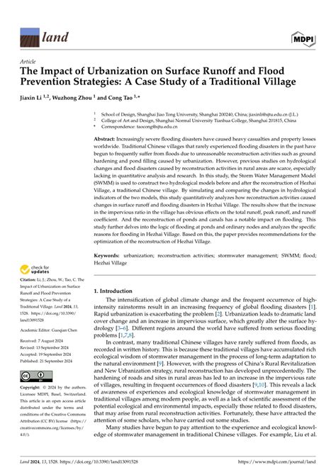 Pdf The Impact Of Urbanization On Surface Runoff And Flood Prevention