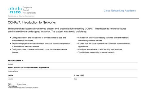 Ciscoacademy Networkingskills Continuouslearning Alagarsamy M