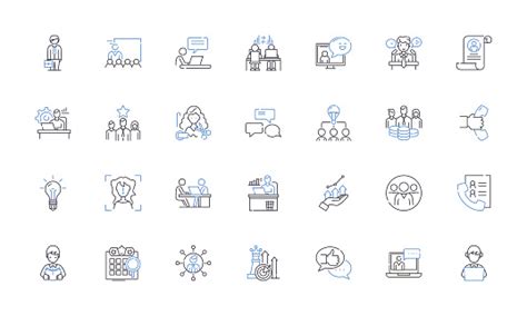 작업 절차 라인 아이콘 모음입니다 프로세스 프로토콜 작업 시스템 워크플로 실행 구현 벡터 및 선형 그림 절차 단계 지시문 개요